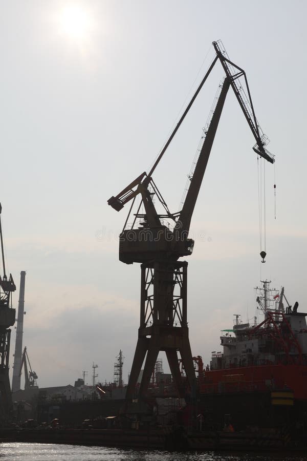 Black Port Crane Terminal Seaport Stock Photo - Image of integrated ...