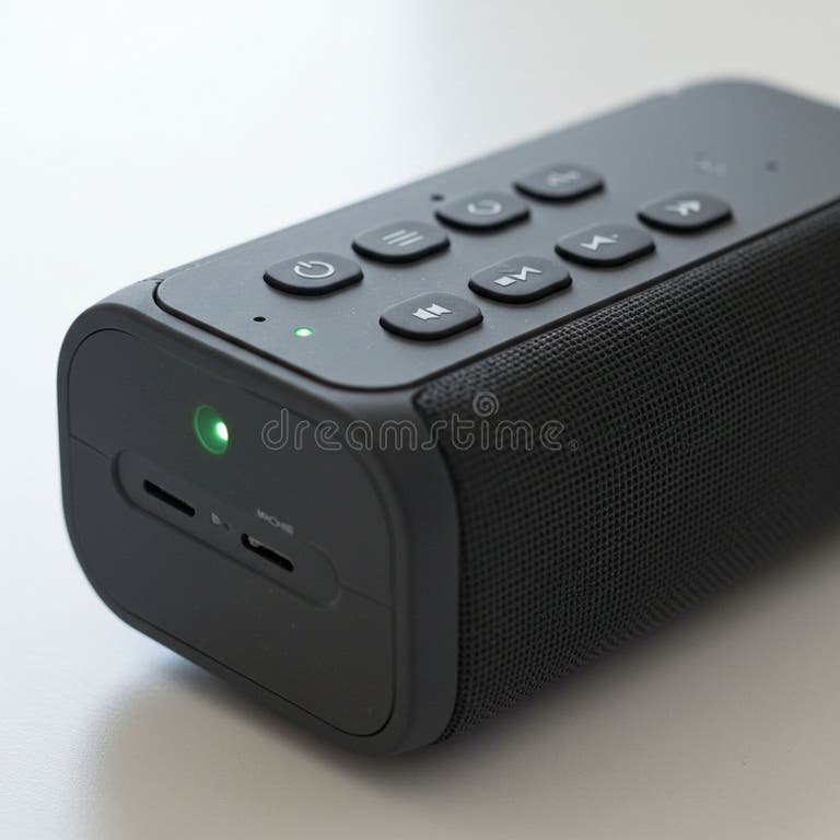 Black Portable Bluetooth Speaker with a Rectangular Shape Sits on a ...