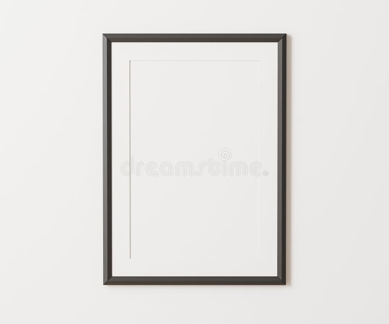 Black Portrait Frame with Mat Mockup on White Wall, 3:4 Ratio, 30x40 Cm ...
