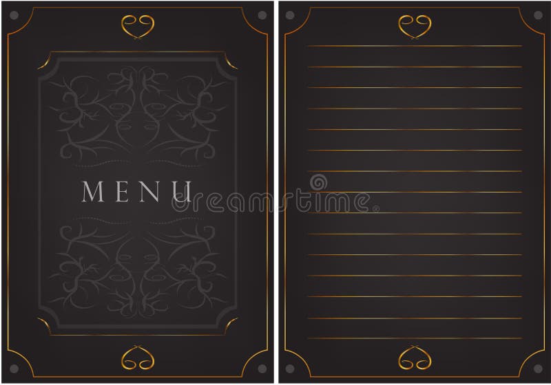 Black Postcard with Patterns. the Inscription `menu` Stock Vector ...
