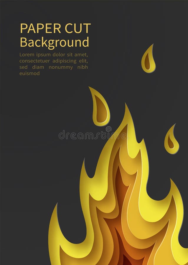 Black Poster with Fire. Layered Design in Paper Style. Place for Text ...