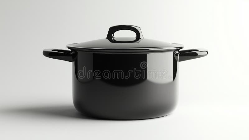 Black Pot for Cooking in Modern Kitchen Utility Stock Image - Image of ...