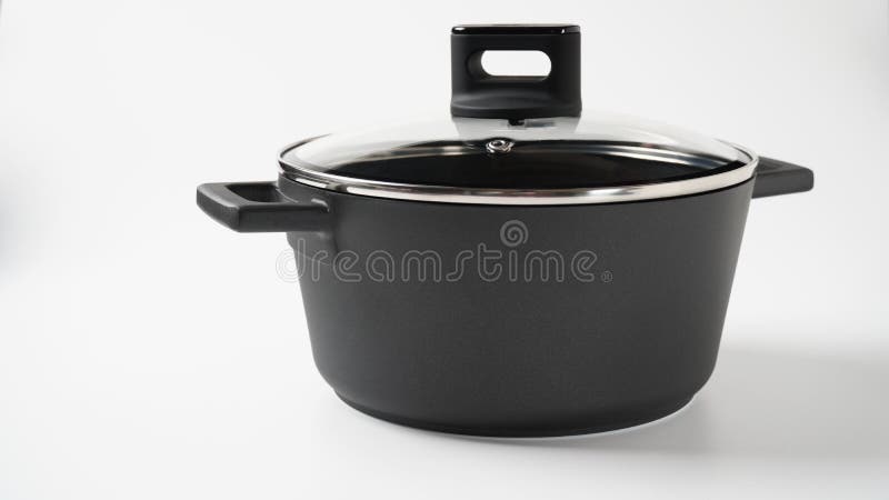 Black Pot on a White Background. Utensils for Cooking Stock Image ...