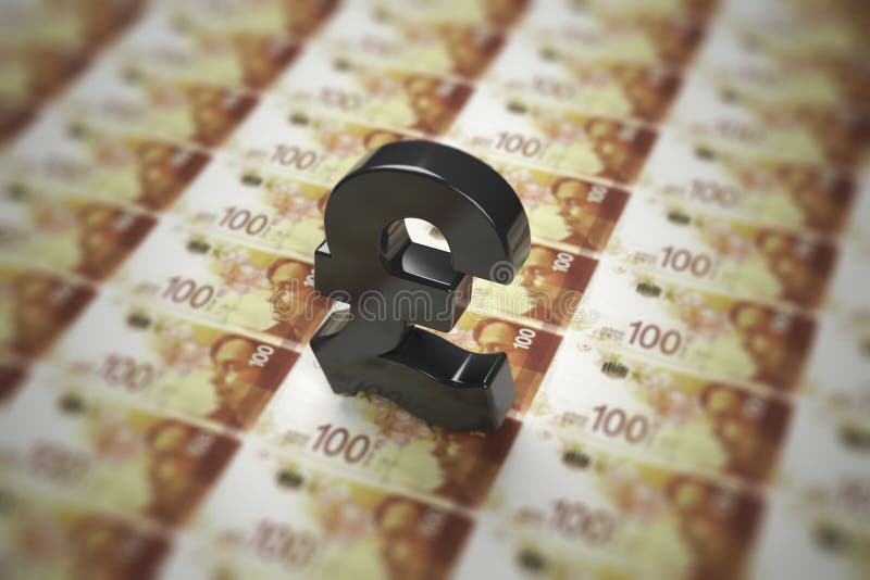 Black Pound Sign on 100 Shekel Banknotes. Stock Illustration ...