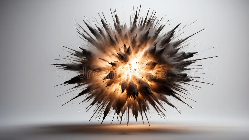 Black Powder Center Radial Explosion Isolated in White Ai Generated ...