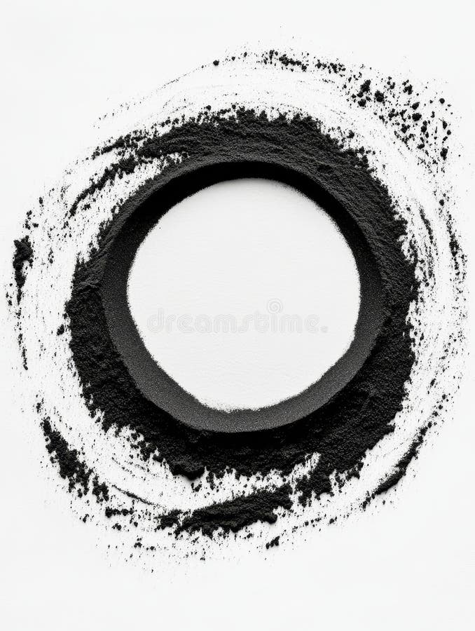 Black Powder Circle Design Abstract Image of Black Powder Arranged in a Circle Creating a Frame ...