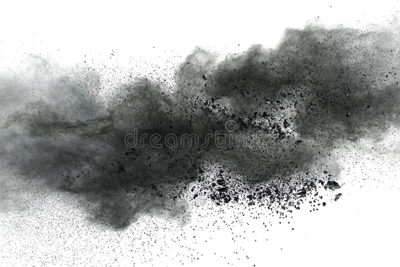 Black Powder Explosion Against White Background. Stock Image - Image of ...