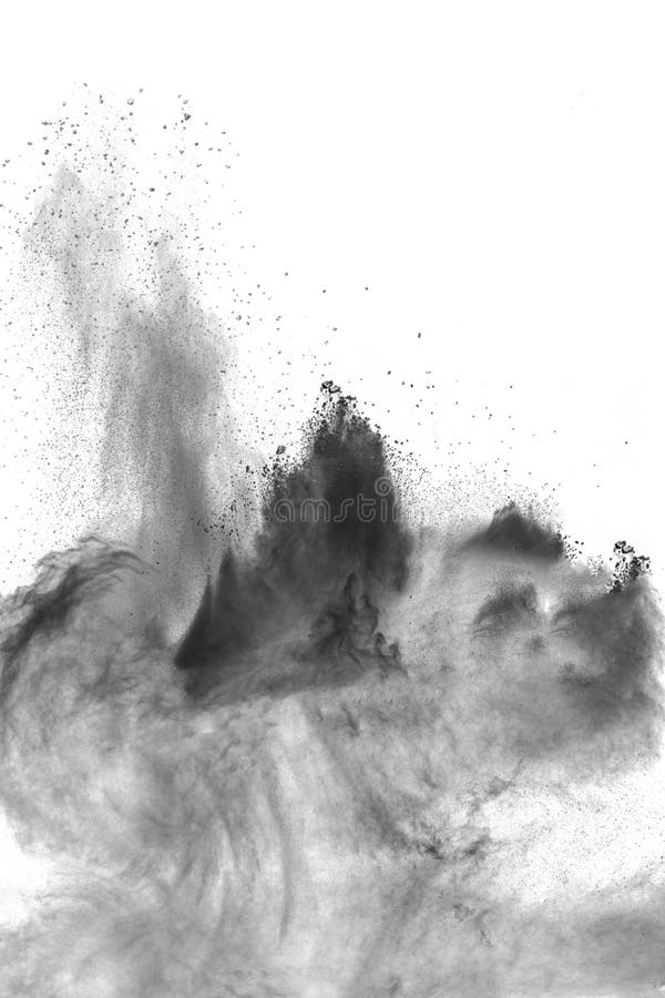 Black Powder Explosion Against White Background. Stock Image - Image of ...