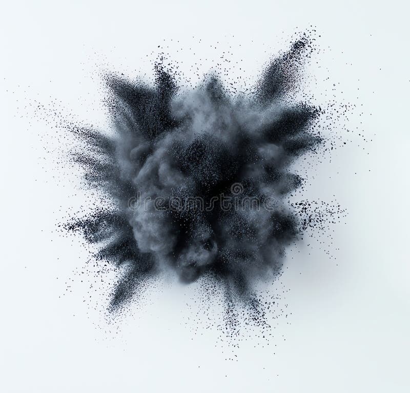 Black Powder Explosion Against a White Background Showcasing Dynamic ...
