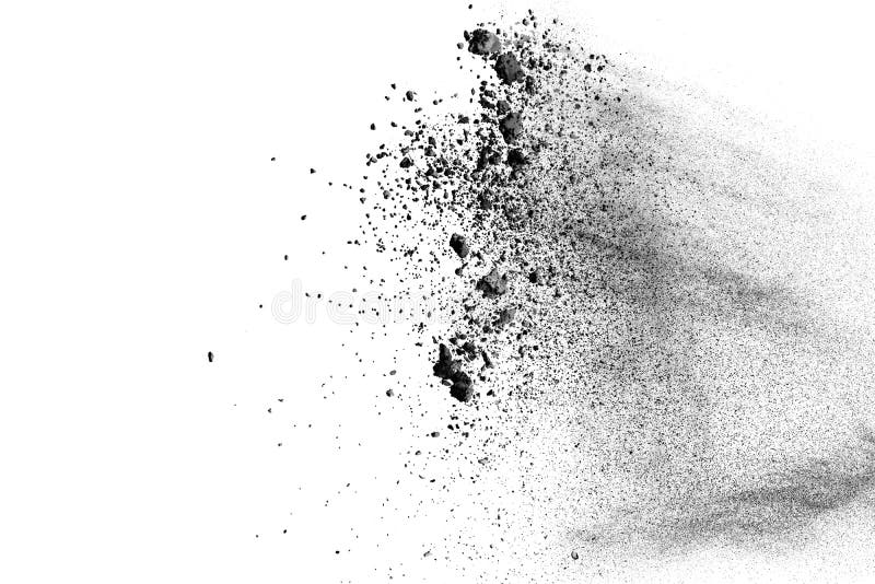 Black Powder Explosion. the Particles of Charcoal Splatter on White ...