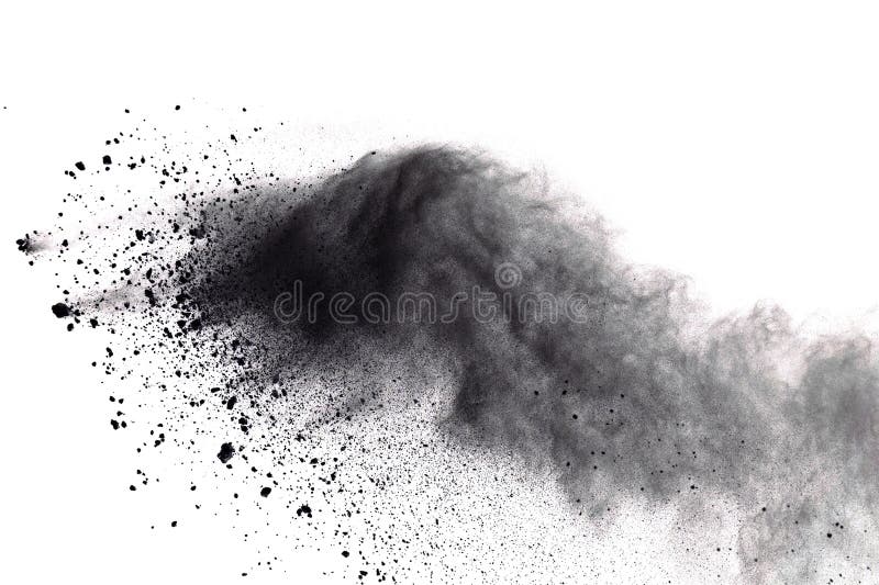 Black Powder Explosion. Closeup of Black Dust Particles Explode ...