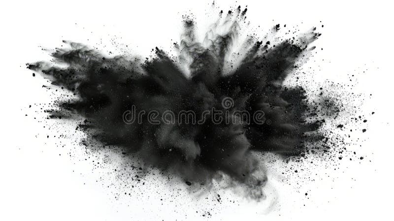 Black Powder Explosion Creating Dynamic Cloud Effect on White ...