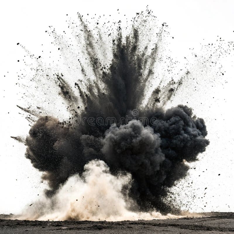 Black Powder Explosion Isolated on White Background Stock Illustration ...