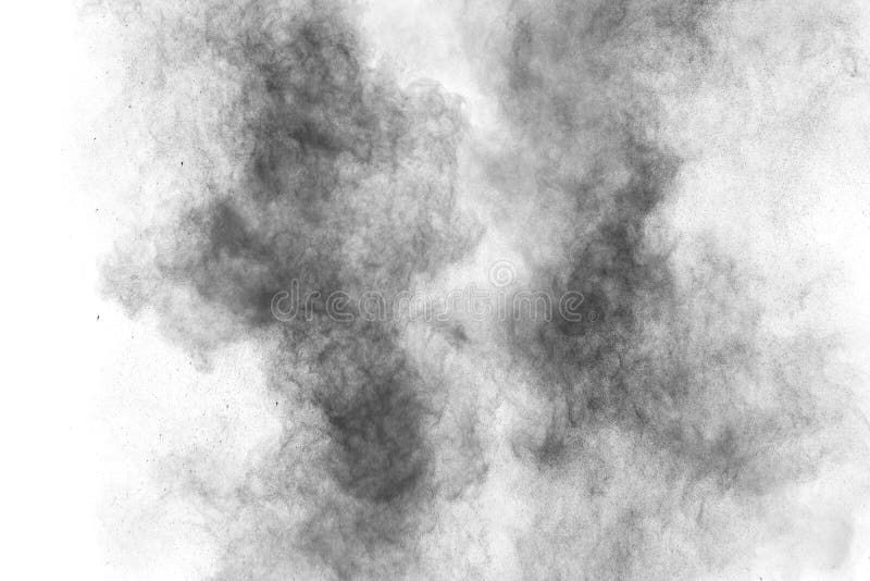 Black Powder Explosion on White Background.Black Dust Particles Splash ...