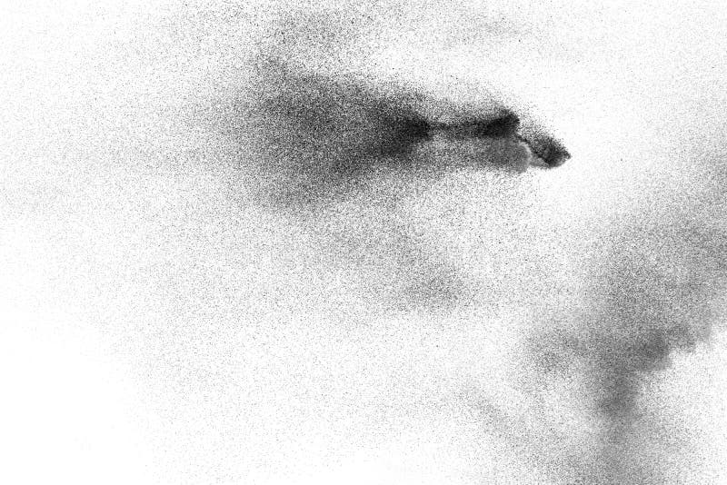 Black Powder Explosion on White Background.Black Dust Particles Splash ...