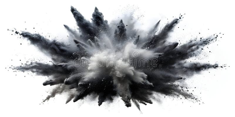 Black Powder or Flour Explosion Isolated on White Background Stock ...