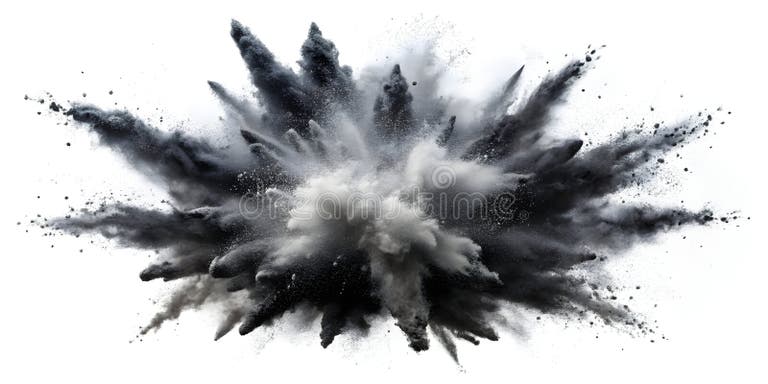 Black Powder or Flour Explosion Isolated on White Background Stock ...