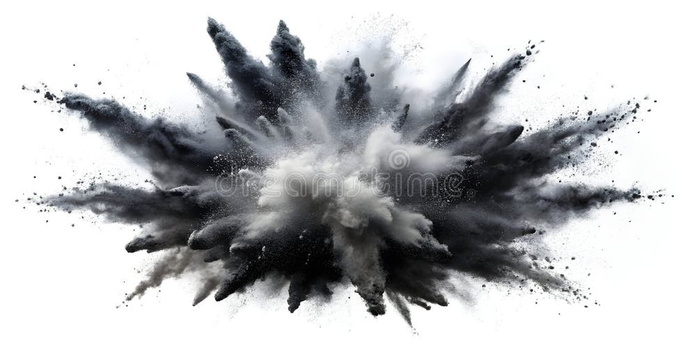 Black Powder or Flour Explosion Isolated on White Background Stock ...