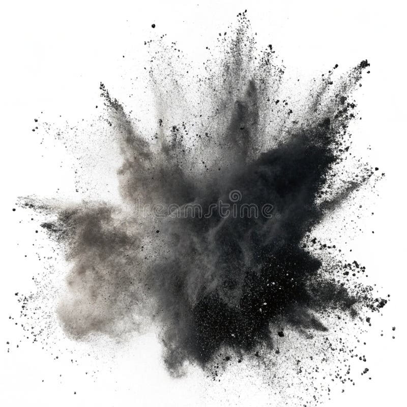 Black Powder or Flour Explosion Isolated on White Background Stock ...