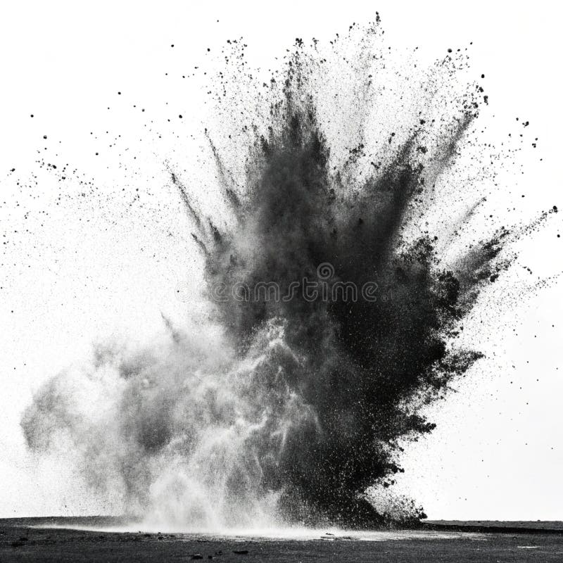 Black Powder or Flour Explosion Isolated on White Background Stock ...