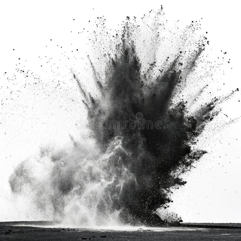 Black Powder or Flour Explosion Isolated on White Background Stock ...