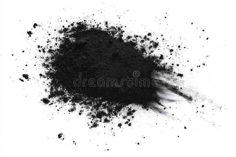 Black Powder Speckled with Small Black Particles. Powder Centrally ...