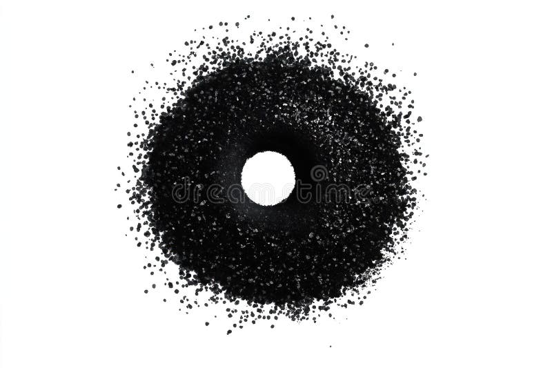 Black Powder Splatter in Circular Shape with Hole. Isolated on ...