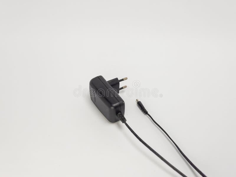 Black Power Adapter Cable Isolated Plain White Background Stock Photos ...