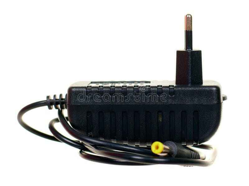 Black Power Adapter Isolated on White Background Stock Image - Image of ...