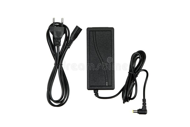A Black Power Adapter with Two Cables, One Ending in a Plug for an ...