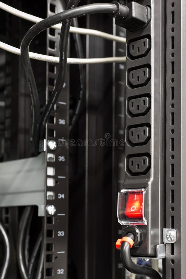 Black Power Bar in Server Rack Stock Photo - Image of server, cable ...
