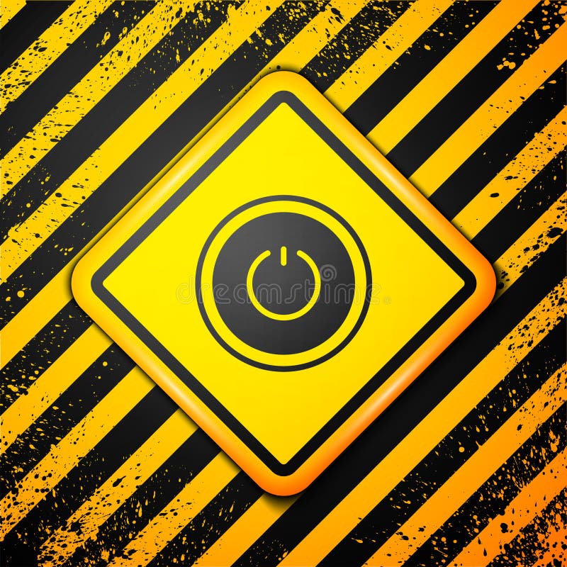 Black Power Button Icon Isolated on Yellow Background. Start Sign ...