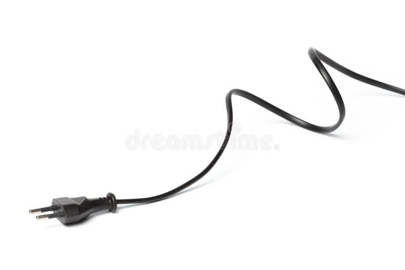 Black Power Cable with Plug Stock Photo - Image of socket, isolated ...