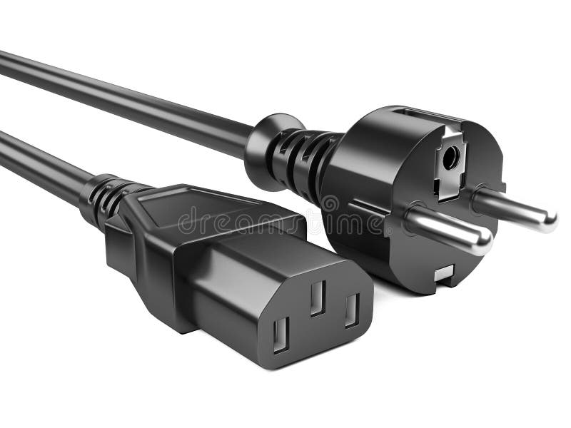 Black Power Plug and Electric Cables Stock Illustration - Illustration ...