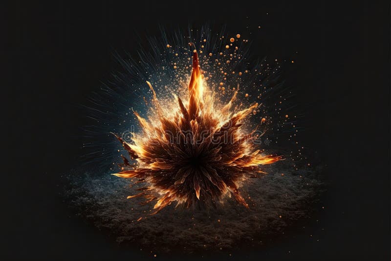 Black Powerful Bomb Fire Spreading Center in Circle Shape of Big Bang ...