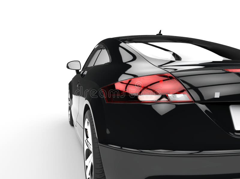 Black Powerful Car on White Background Back View Stock Illustration ...