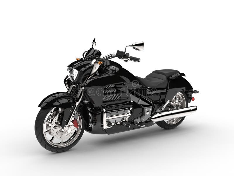 Powerful Modern Blue Chopper Motorcycle - Front View Stock Illustration ...