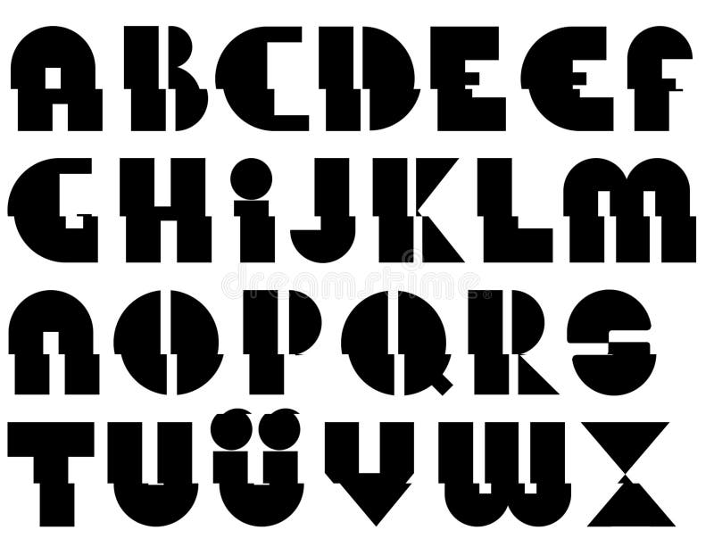 Black Font Offset of the Alphabet Horizontally. Stock Image - Image of ...
