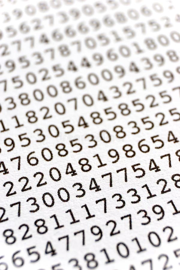 Black Printed Random Monospace Numbers on White Pape Stock Image ...