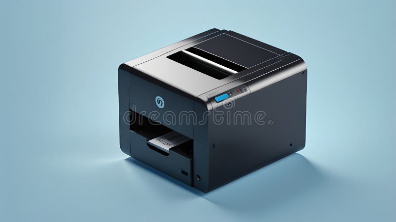 Black Printer on Blue Background Stock Illustration - Illustration of ...