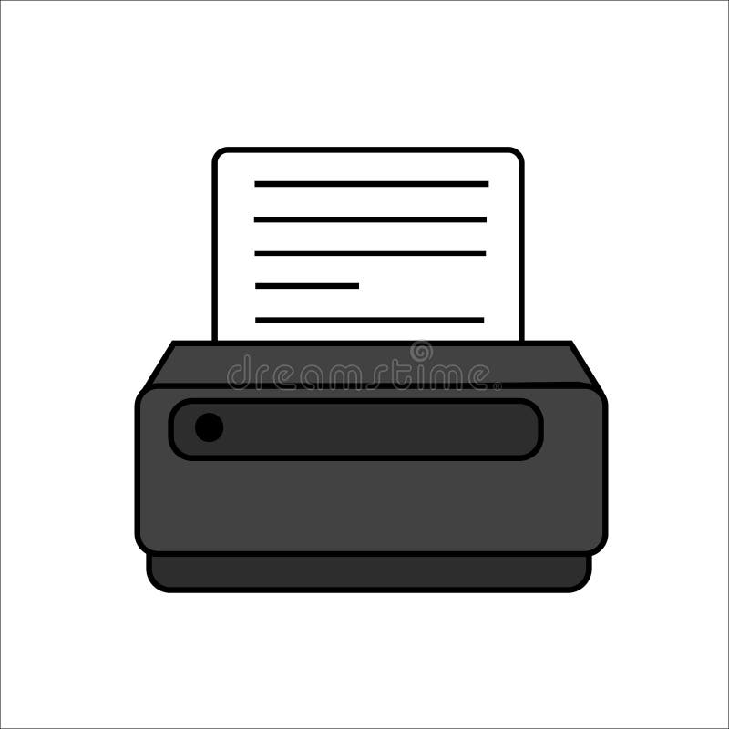 Black Printer Icon Isolated on White Background. Vector Illustration ...