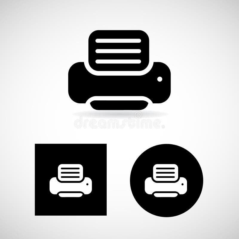 The Black Printer Icon Set Great for Any Use. Vector EPS10. Stock ...