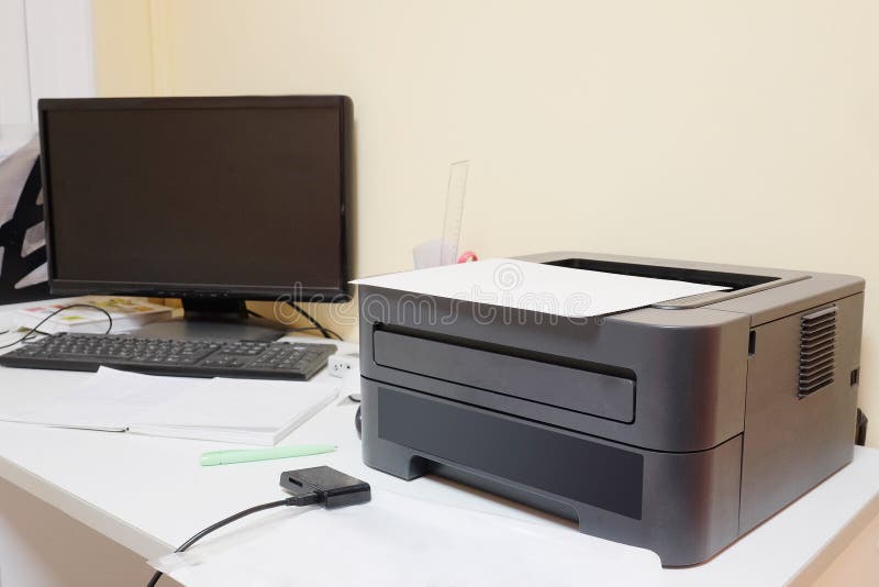 Black Printer and Paper Closeup Stock Image - Image of color ...