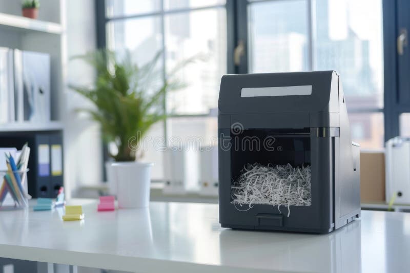 A Black Printer Sitting on a White Desk Stock Image - Image of ...