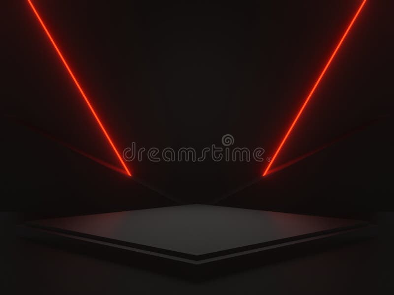 Black Product Stand with Red Neon Lights Stock Illustration ...