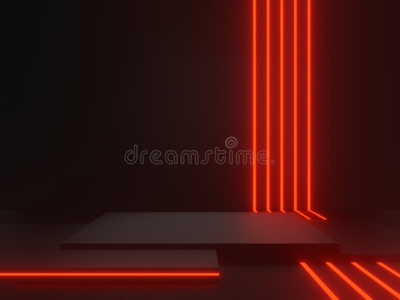 Black Product Stand with Red Neon Lights Stock Illustration ...