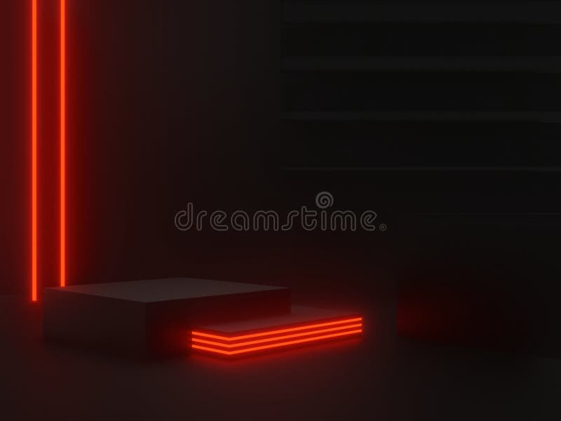 Black Product Stand with Red Neon Lights Stock Illustration ...