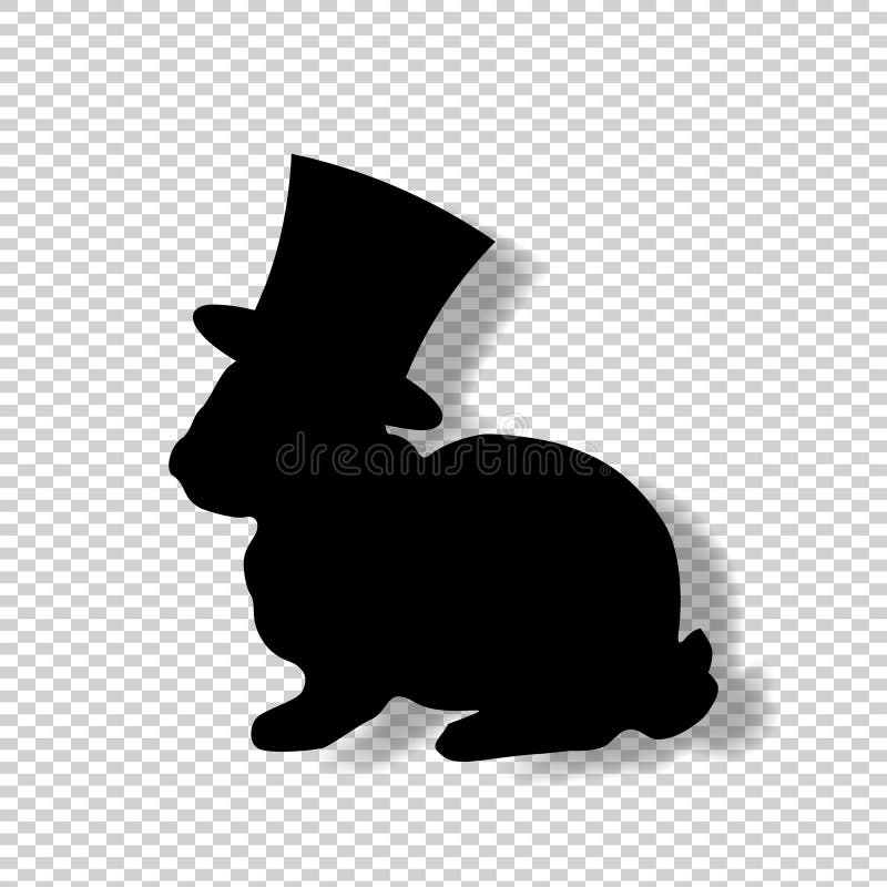 Black Profile Silhouette of Fluffy Rabbit in Magic Top Hat Stock Vector ...