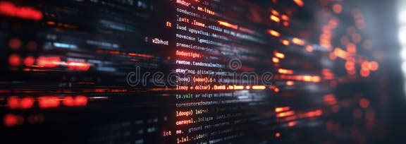 Black Program Code Data Stream on Computer Stock Illustration ...