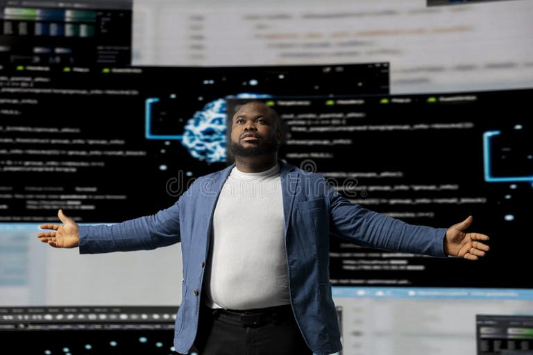 Black Programmer Specialist Engaging in Software Development Stock ...